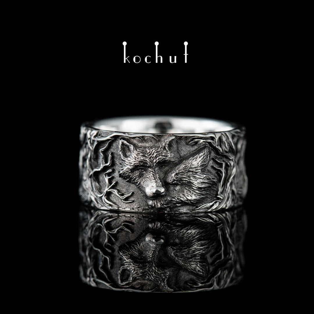 Wolf Tenderness Promise Ring for Him Silver. Viking Wedding - Etsy