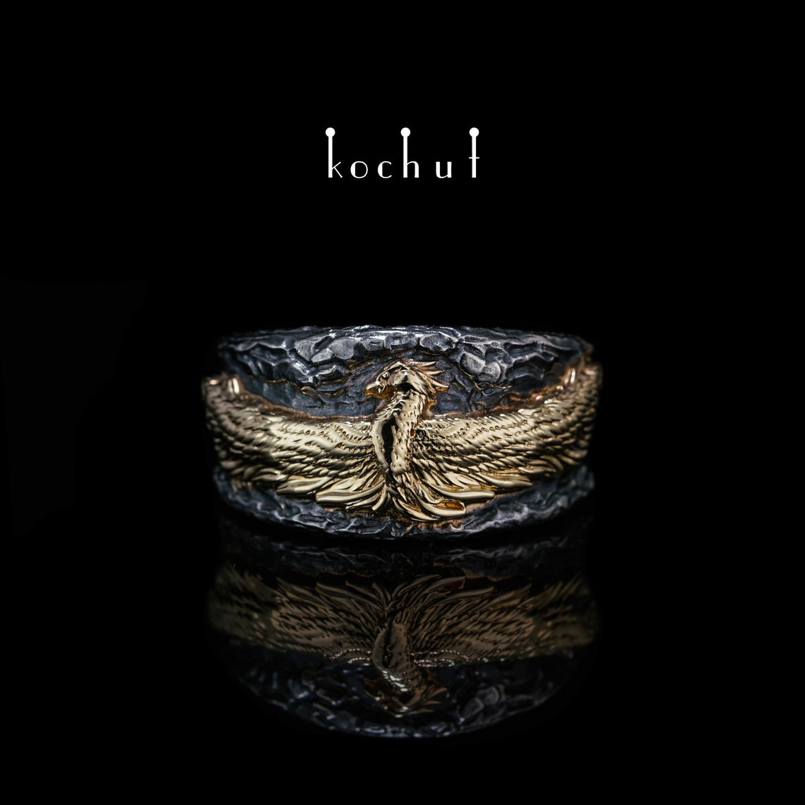 Phoenix Ring Signet Gold Filled Ring. Gothic Ring With - Etsy