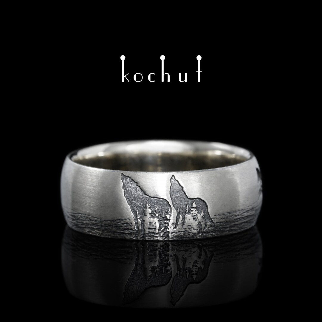 Wolf Ring - Ring for Couples. Wedding Celtic Ring With Wolves. Unique ...