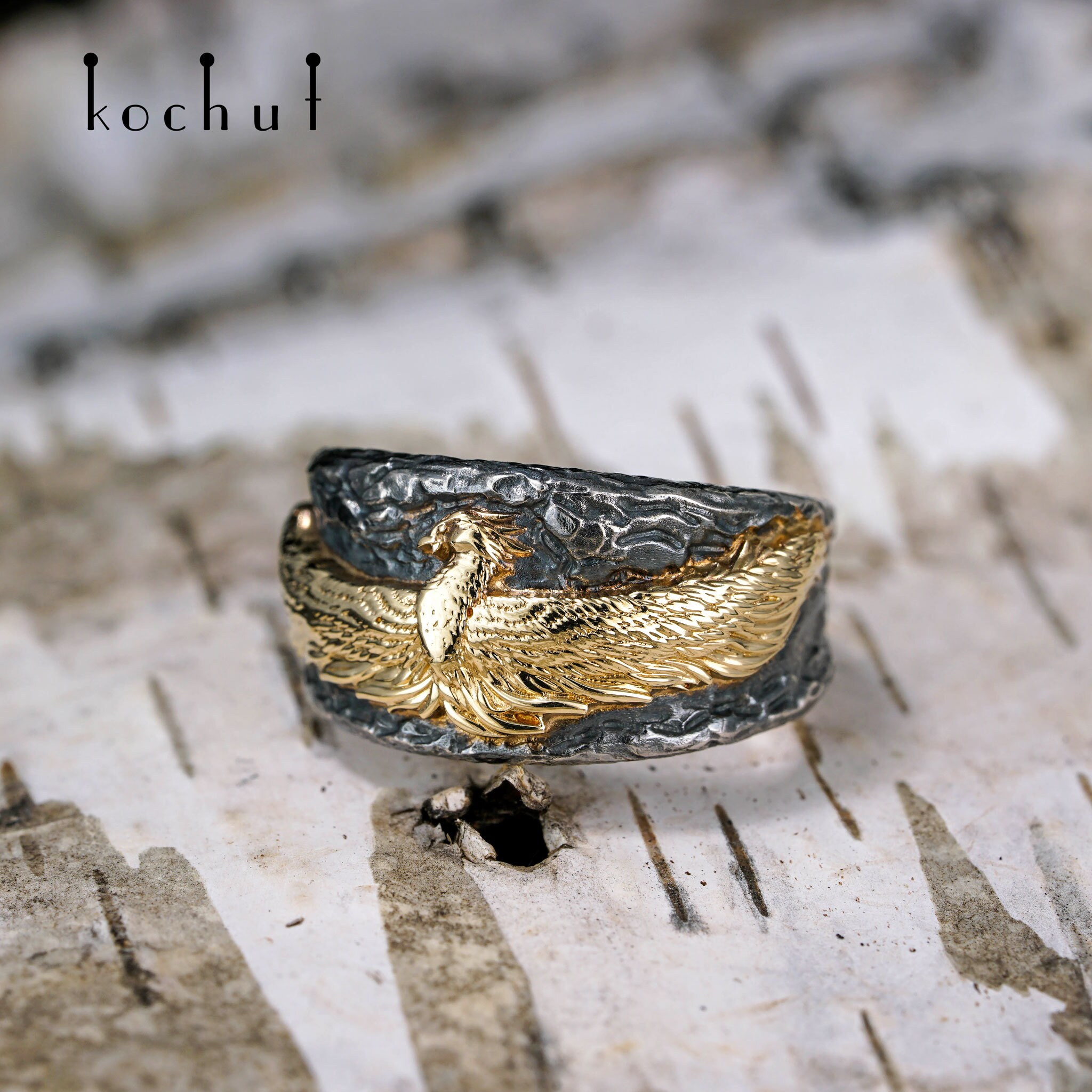 Phoenix bird ring Gold phoenix flying Promise ring for him | Etsy