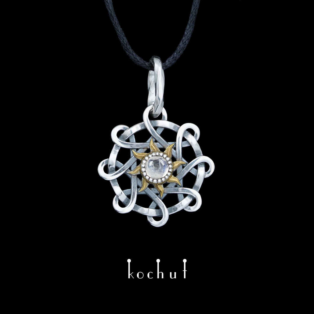 Surya – Gold Sun Necklace With Gemstone. Medallion Necklace With ...