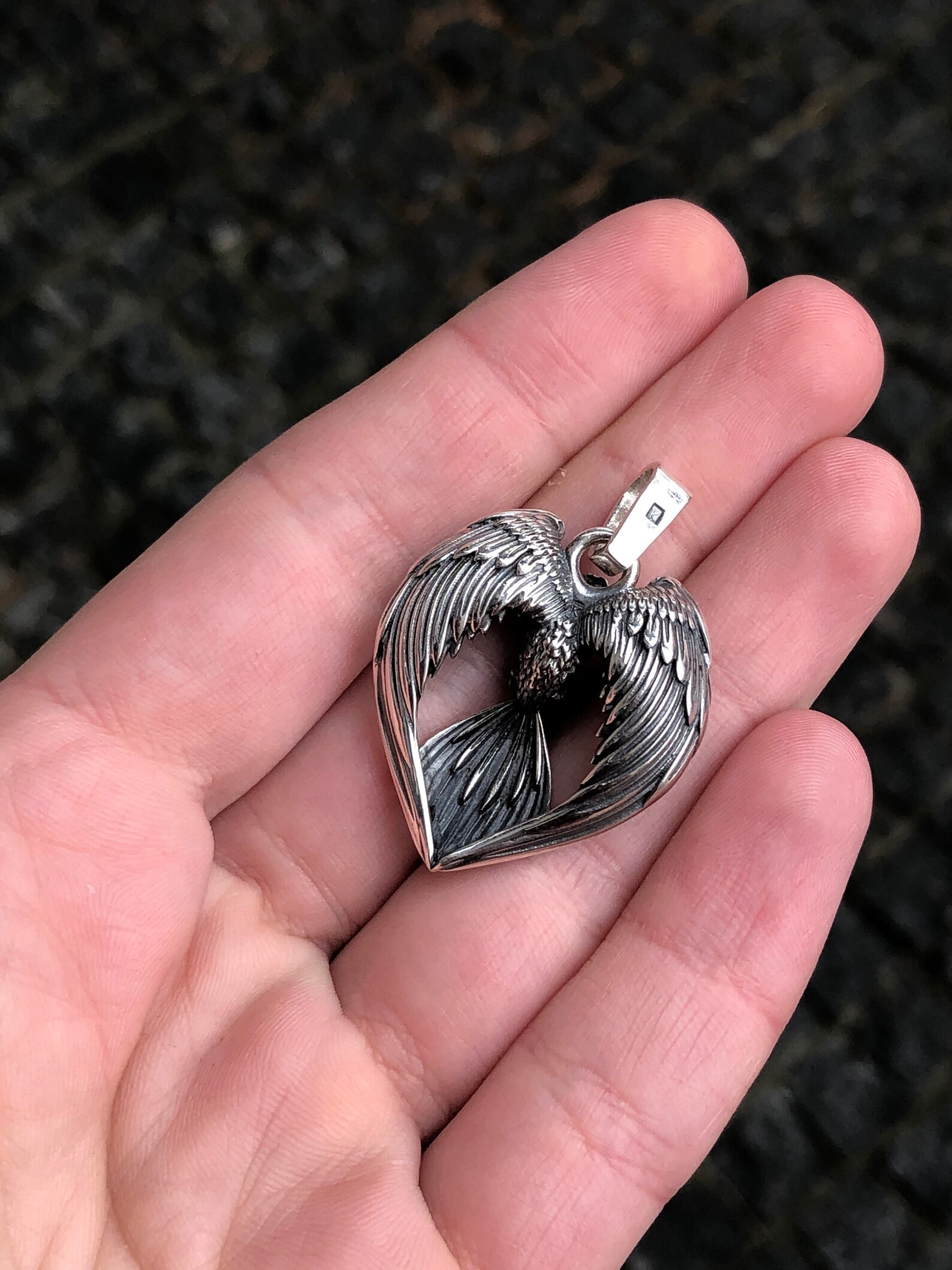 Silver Phoenix Necklace Fire Bird Necklace Men. Gift for - Etsy