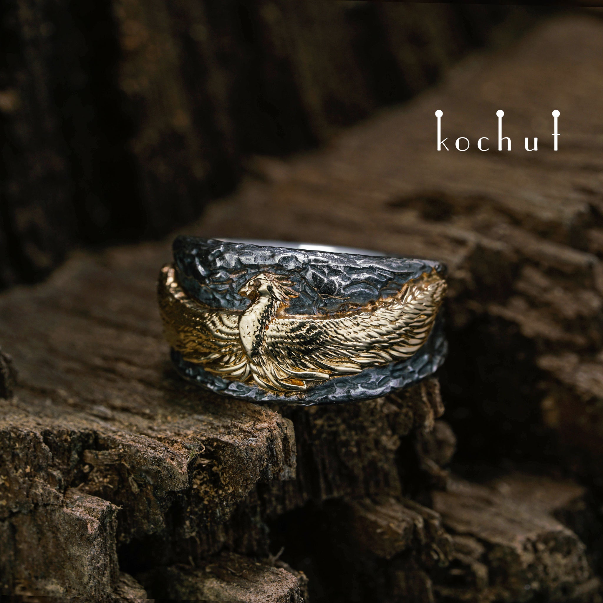 Phoenix Ring Signet Gold Filled Ring. Gothic Ring With | Etsy