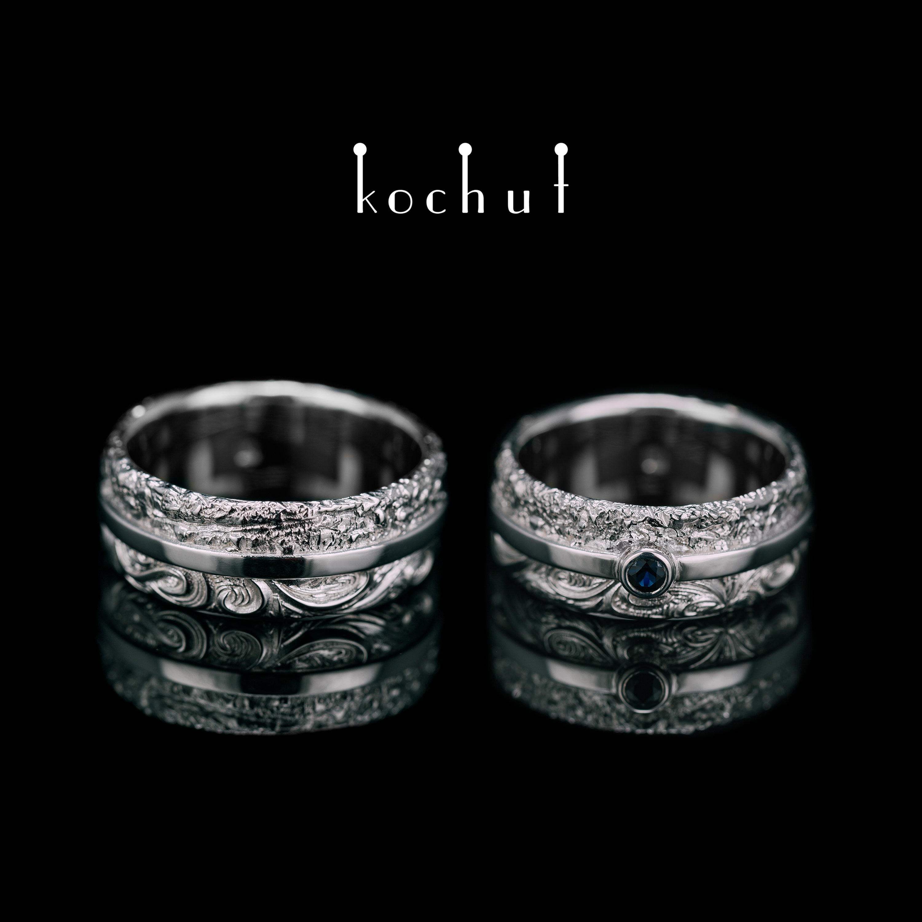 Matching rings for couples weddings Unique design Handmade | Etsy