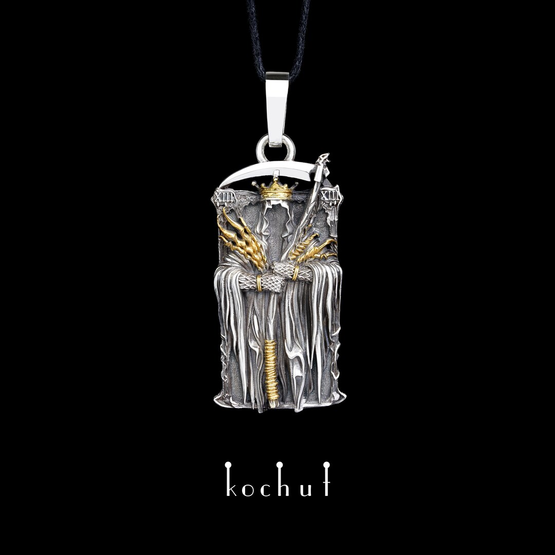 Arkan Death Silver Tarot Card Necklace. Gothic Chain Necklace. Unique ...