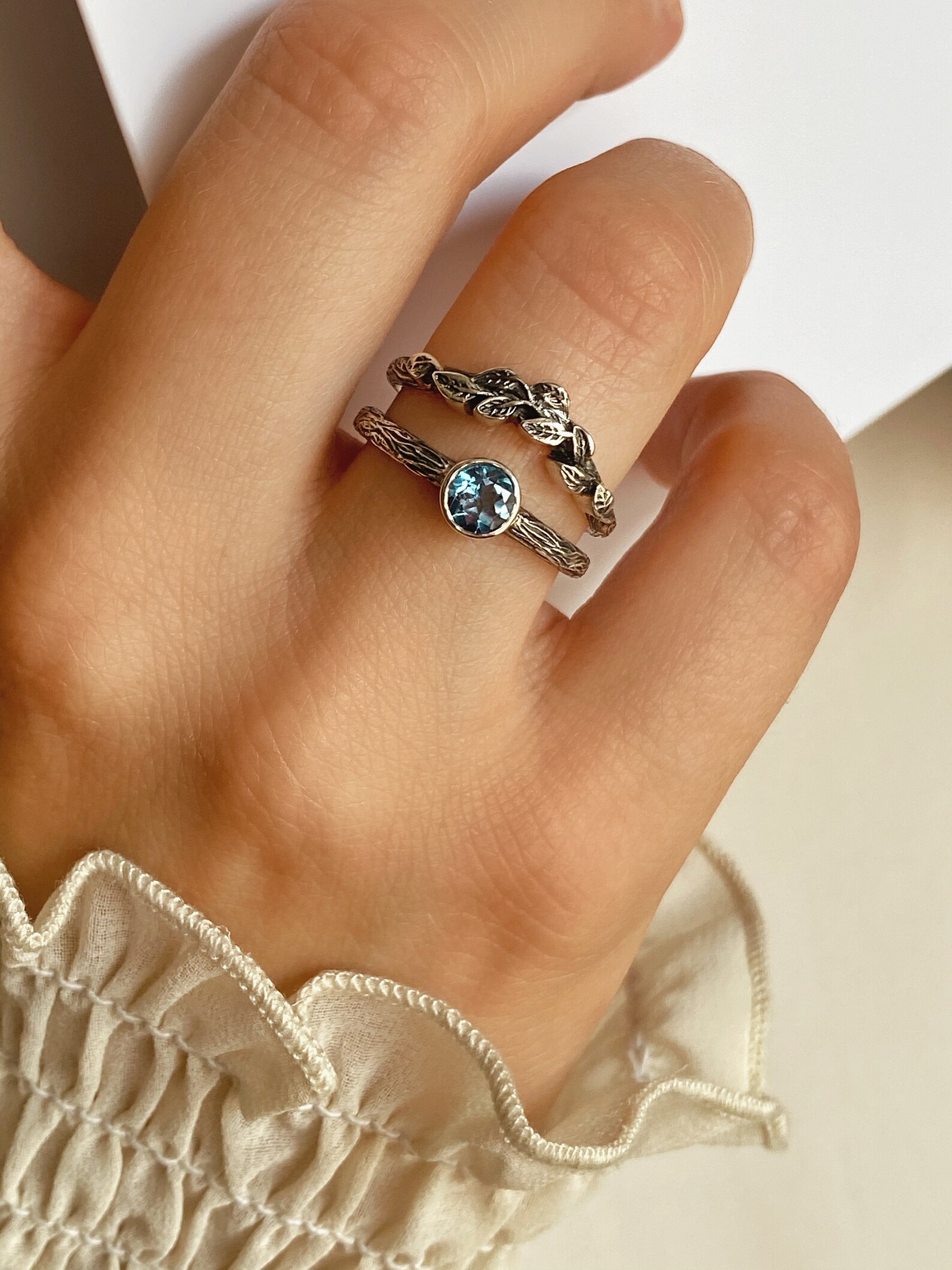 Stacking Engagement Ring Set Natural Citrine Ring Unique | Etsy