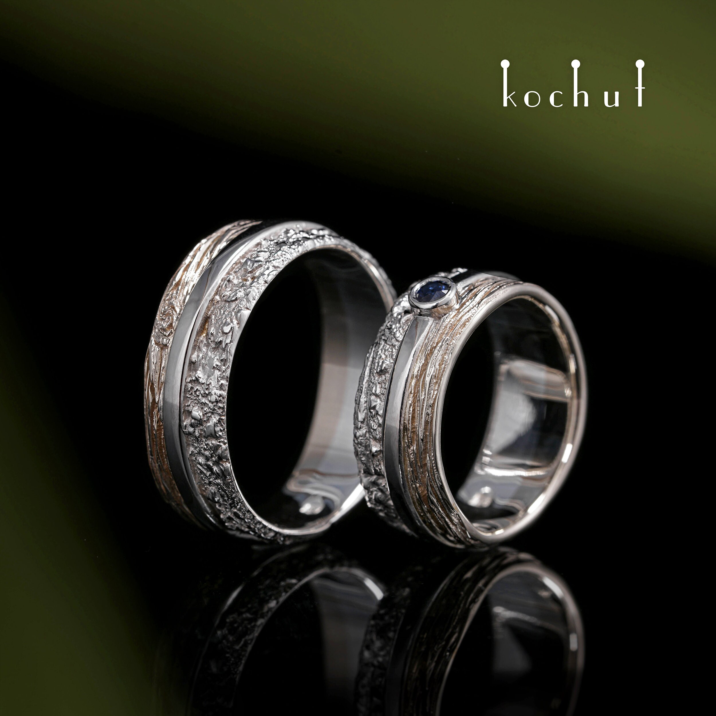 Matching rings for couples weddings Unique design Handmade | Etsy