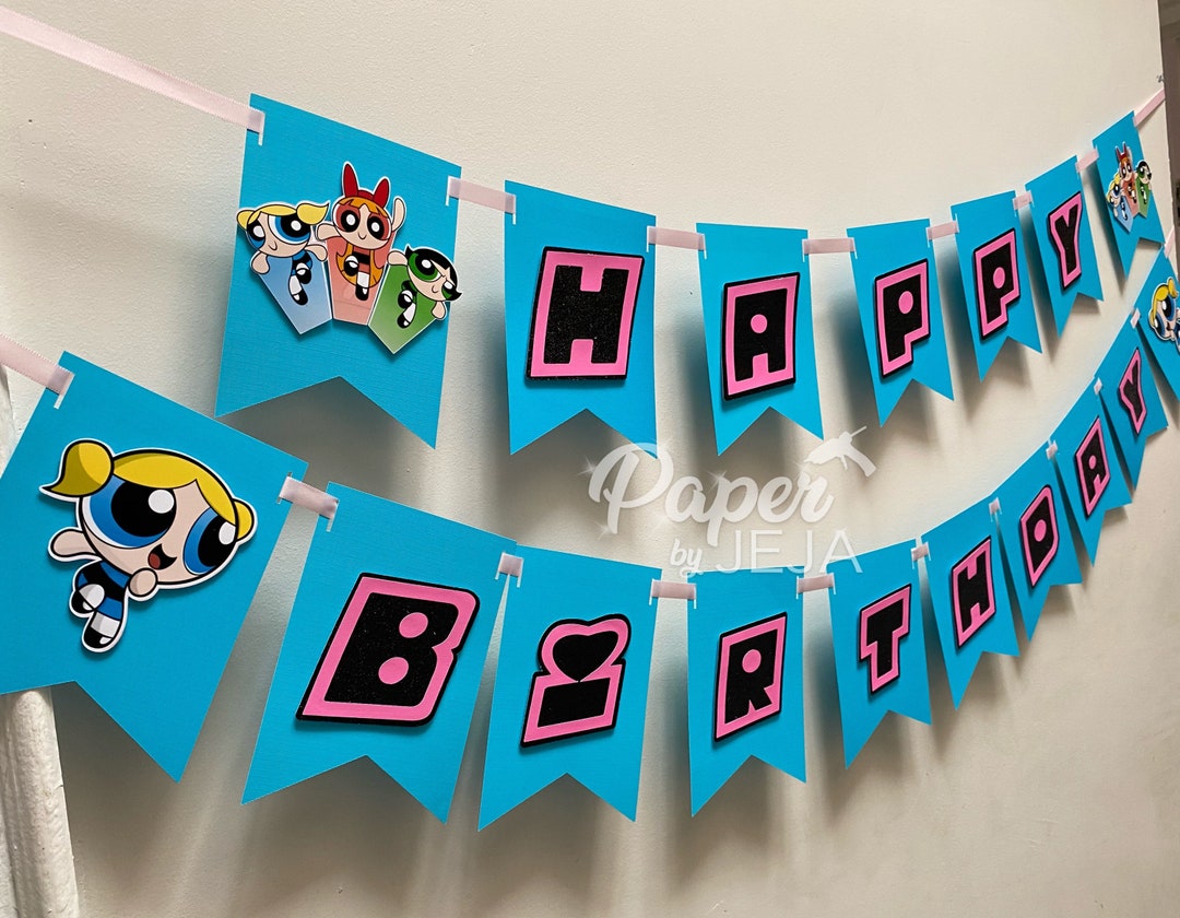 PP Girls Inspired Banner/power Puff Girls Party/bubbles - Etsy