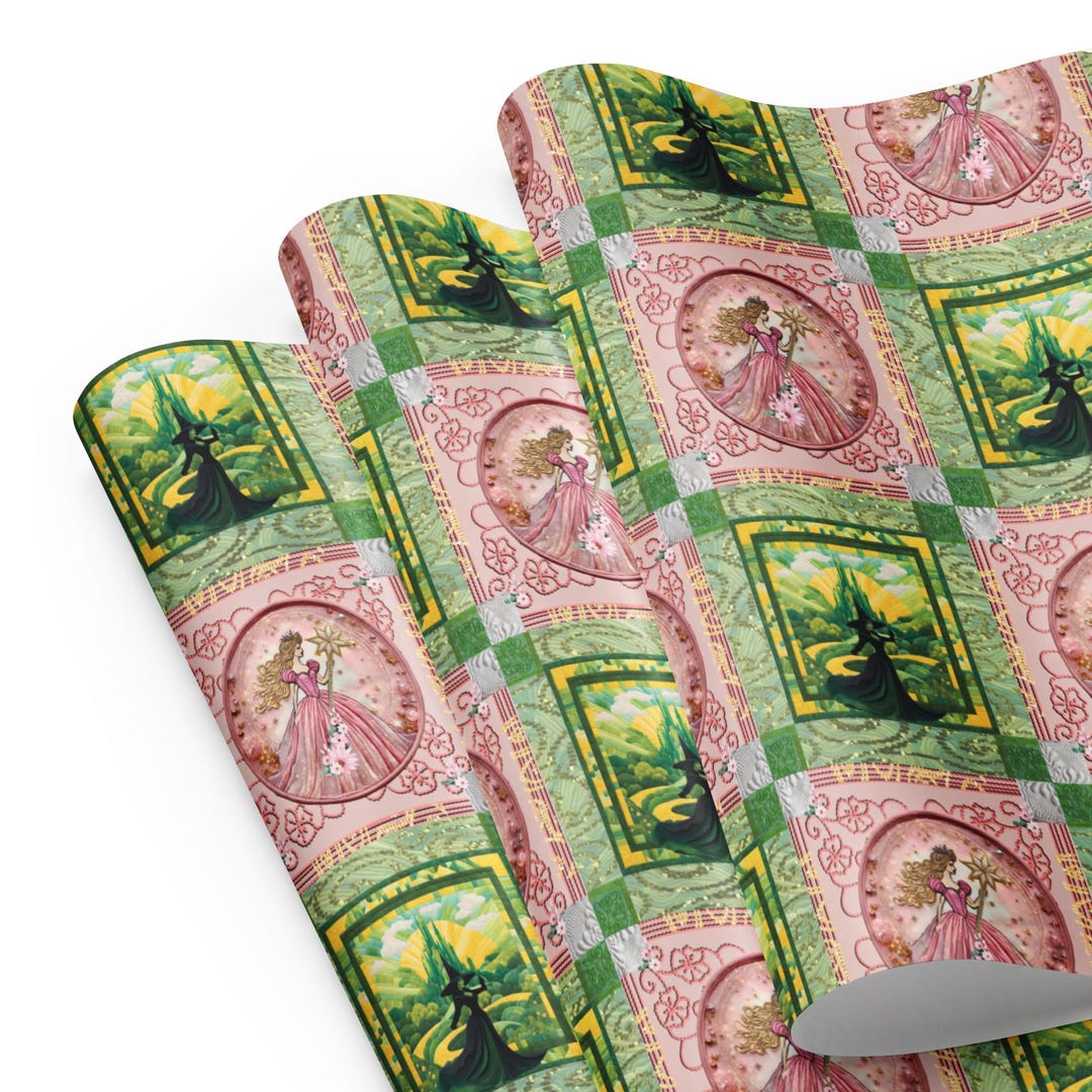 Glinda Elphaba Pink Green Combo Wicked Movie Inspired Wrapping Paper ...