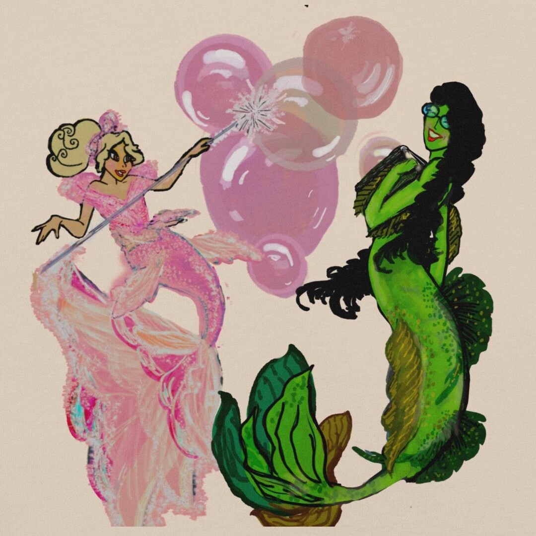 Glinda Elphaba Parody as Mermaids Wicked Inspired Funny Mermaid Novelty ...