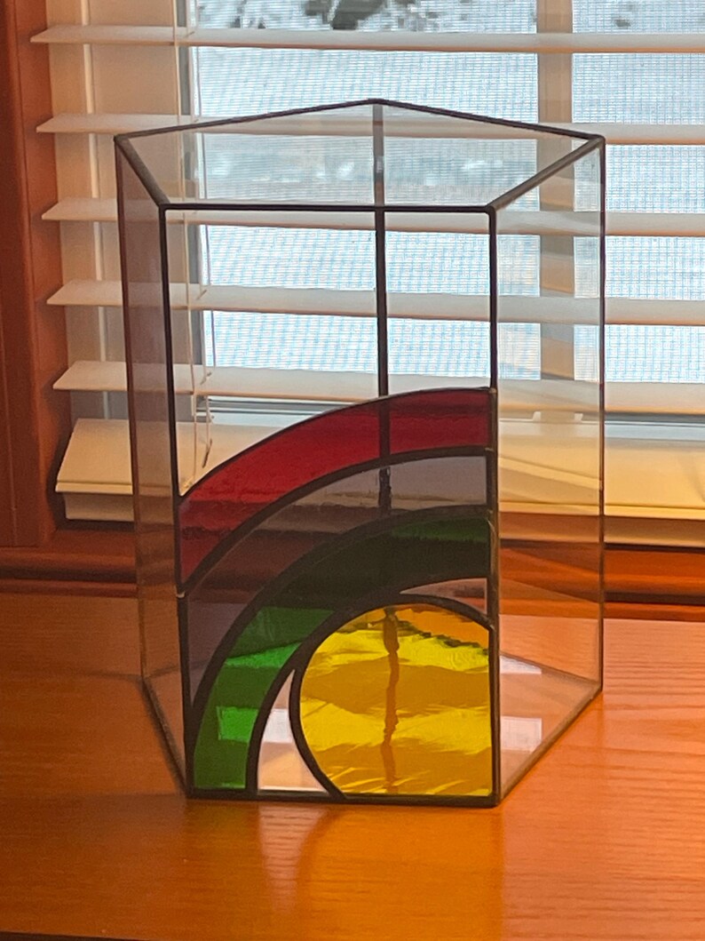 Vintage Terrarium; Stained Glass Open Terrarium for Indoor Plants ...