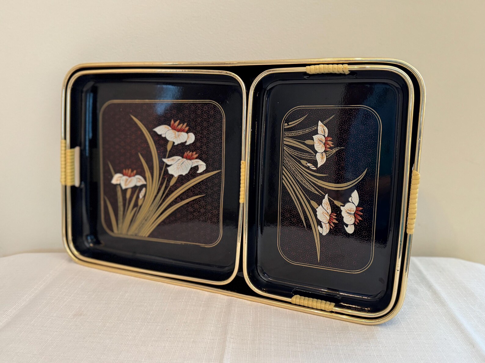 Vintage Japanese Black Lacquer Nesting Trays (set of 3) C1960s Lilly ...