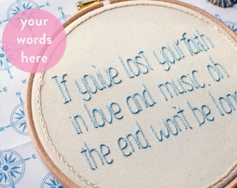 Custom Embroidery Lyrics - Etsy