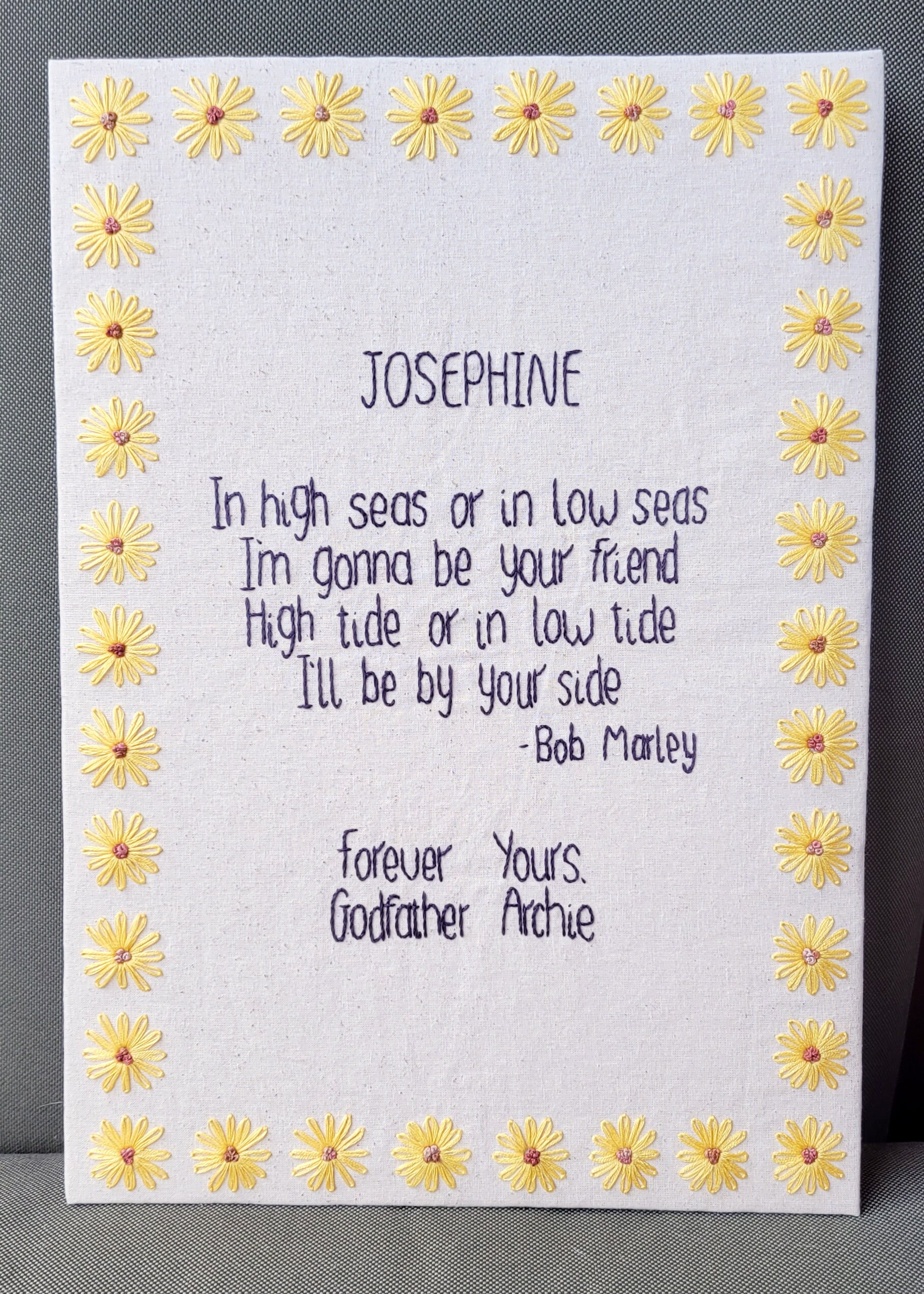 Modern Custom Hand Embroidery Quote, Personalised Cross Stitch Gift ...