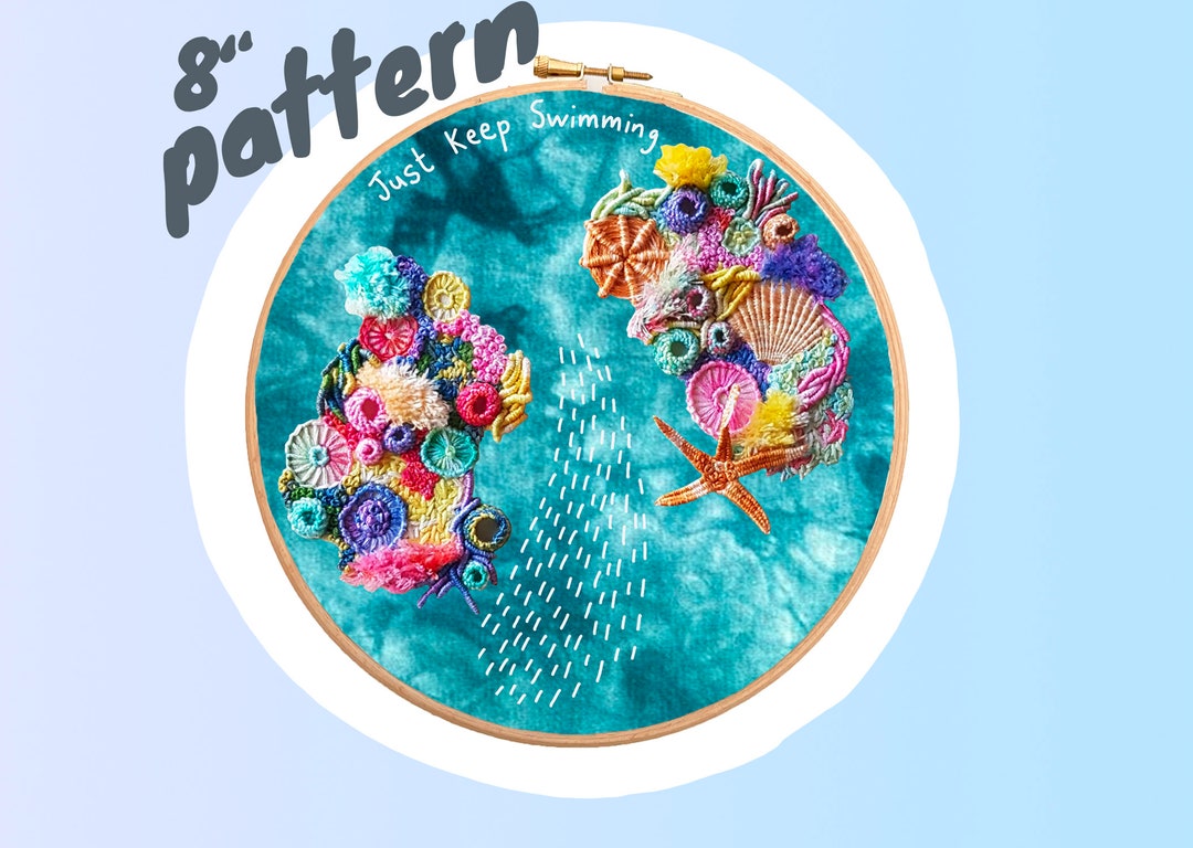 Under the Sea Embroidery Pattern, 3D Coral Stitch-a-long, Cross Stitch ...