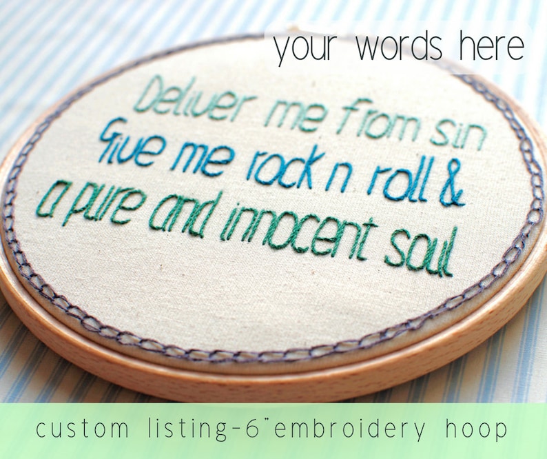Custom Song Lyrics Wall Art, Hand Embroidery Hoop, Cross Stitch Saying ...