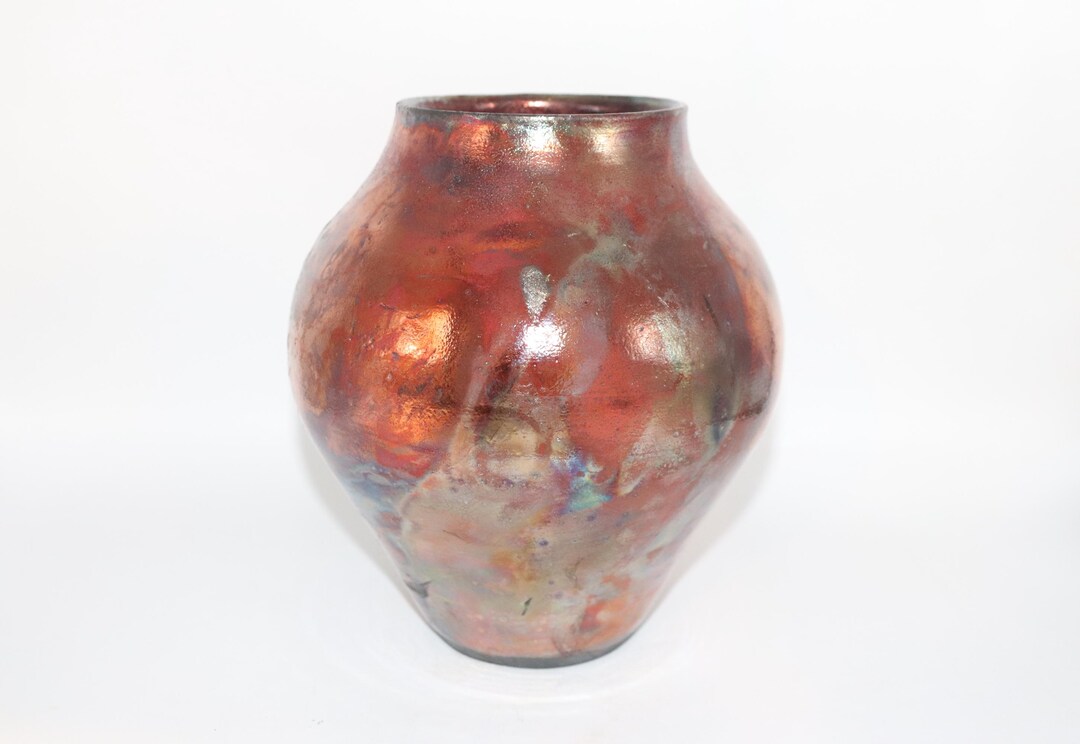 Large Ceramic White Raku Clay With a Blue Topaz Raku Glaze, Handmade ...