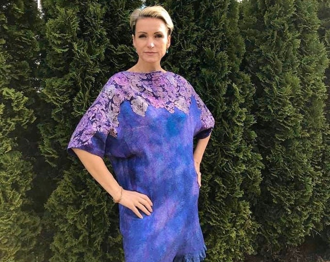 Lilac Tunic Felted Dress Made of Wool and Silk With an - Etsy