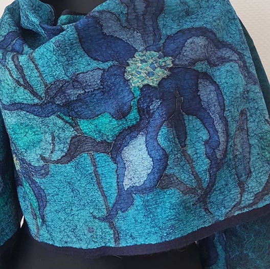 Handmade Felted Scarf: Sea Green Merino Wool Silk Scarf - Etsy