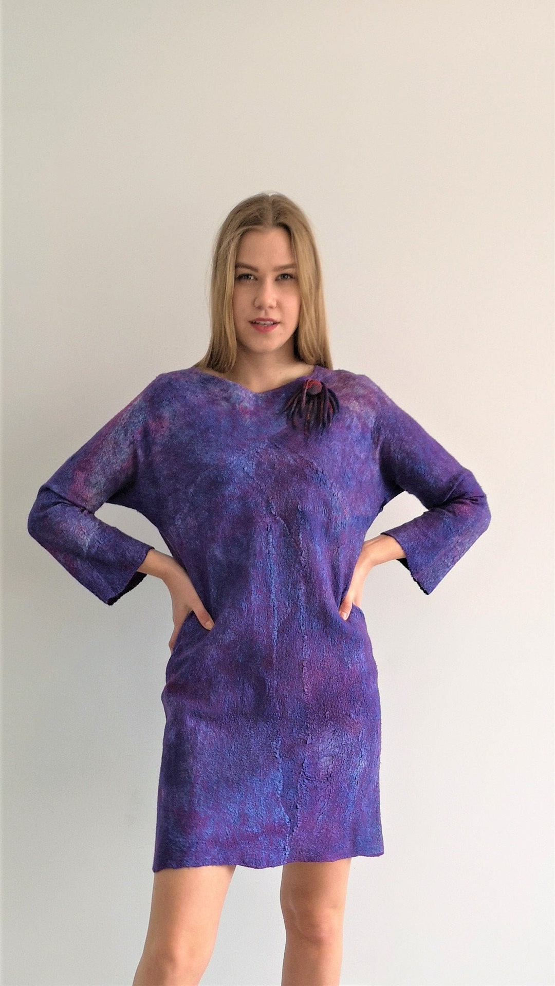Purple Silk Merino Wool Felted Dress: Handmade Designer Clothes - Etsy