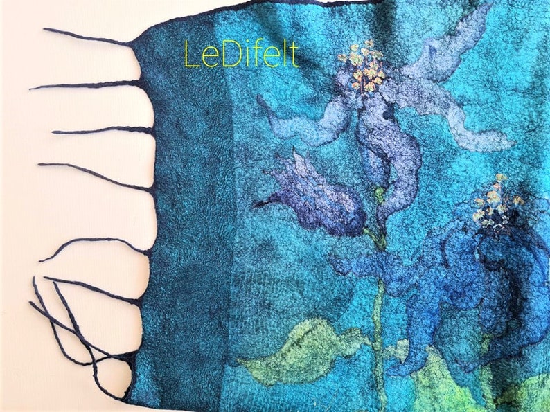 Handmade Felted Scarf: Sea Green Merino Wool Silk Scarf - Etsy