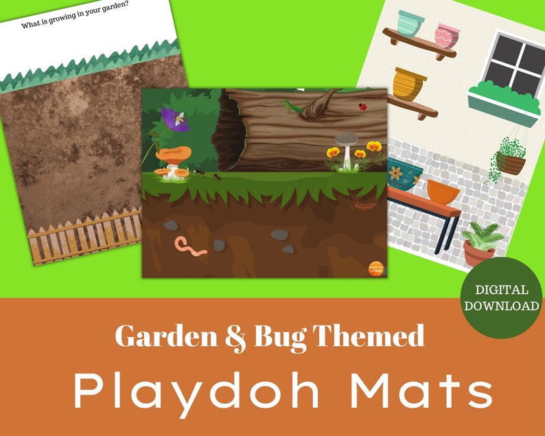Garden & Bug Themed Playdoh Mats Playdough Preschool Kids Activity ...