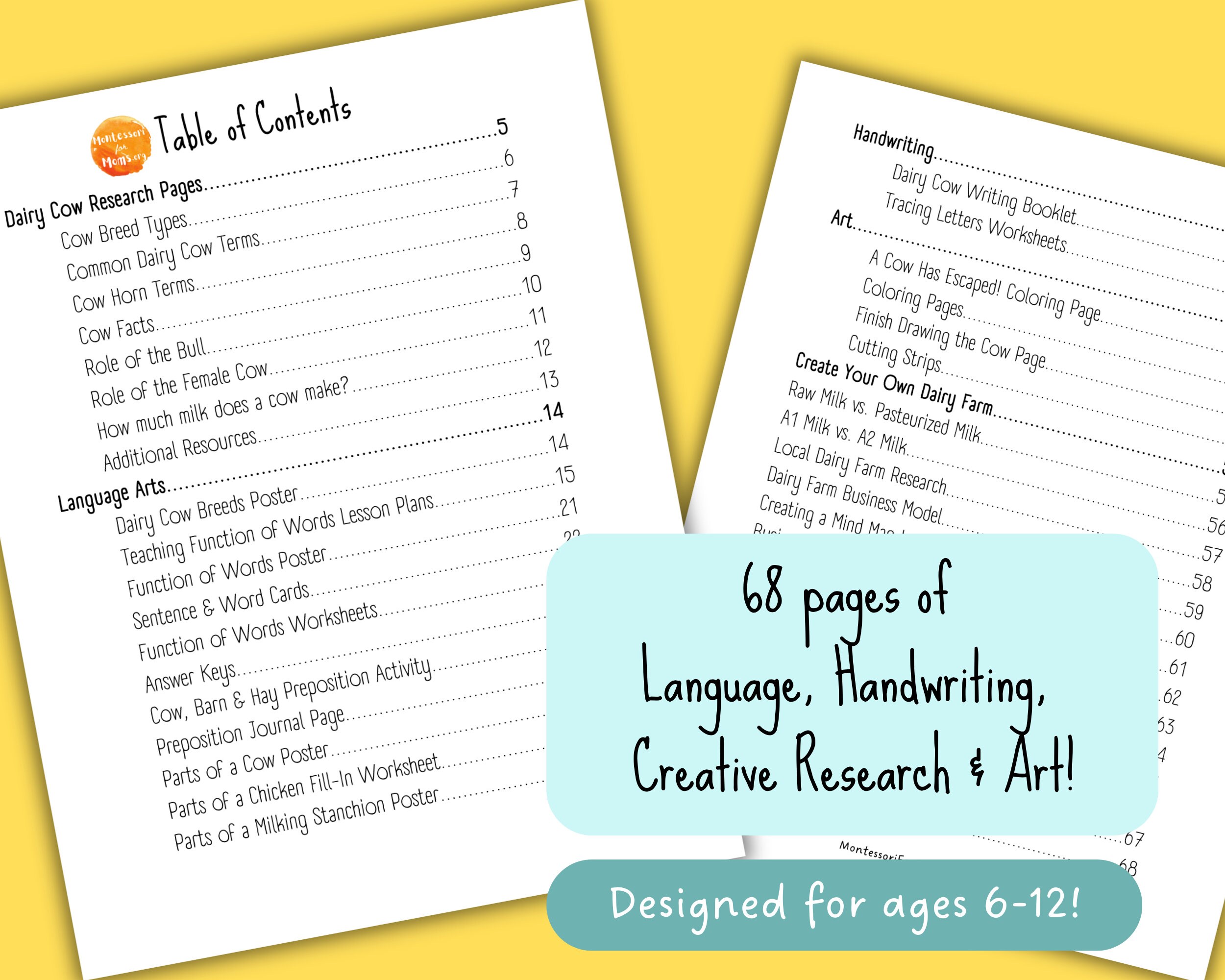 Dairy Cow Unit Study Montessori Homeschool Science Printable Nature ...