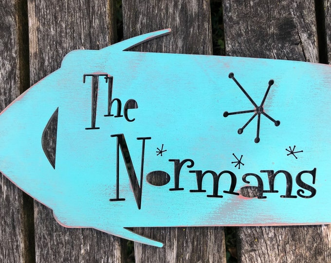 Mid Century Modern Atomic Wall Art, Wood Custom Mid Century Sign ...