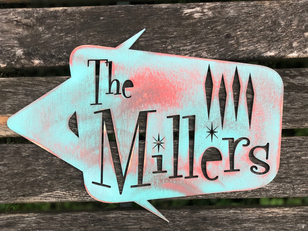 Mid Century Modern Custom Wall Art Wood, Atomic Age Sign, Custom Name ...