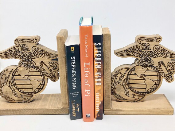 United States Marines Rustic Wooden Bookends | Etsy
