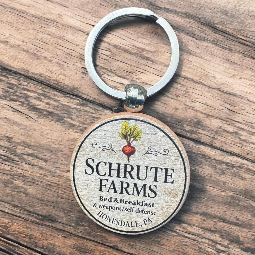 Schrute Farms Wooden Keychain: Funny 'the Office' Inspired Gift - Etsy