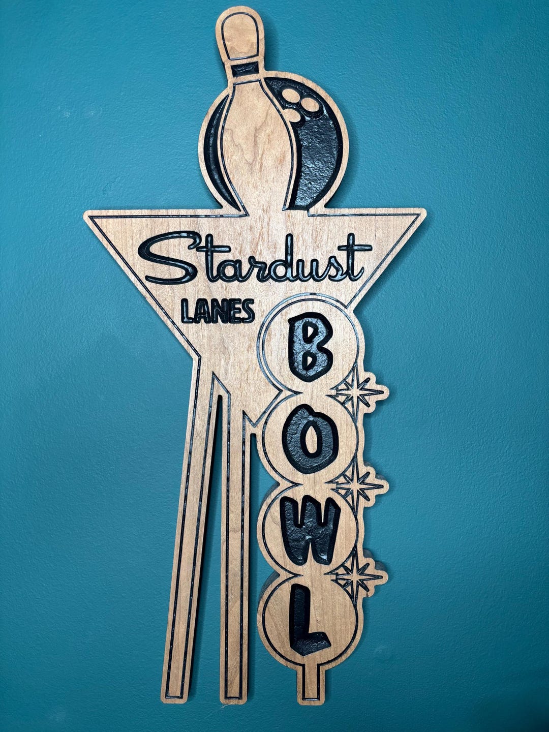 Retro Bowling Alley Sign Wall Art – Stardust Lanes Vintage-inspired ...