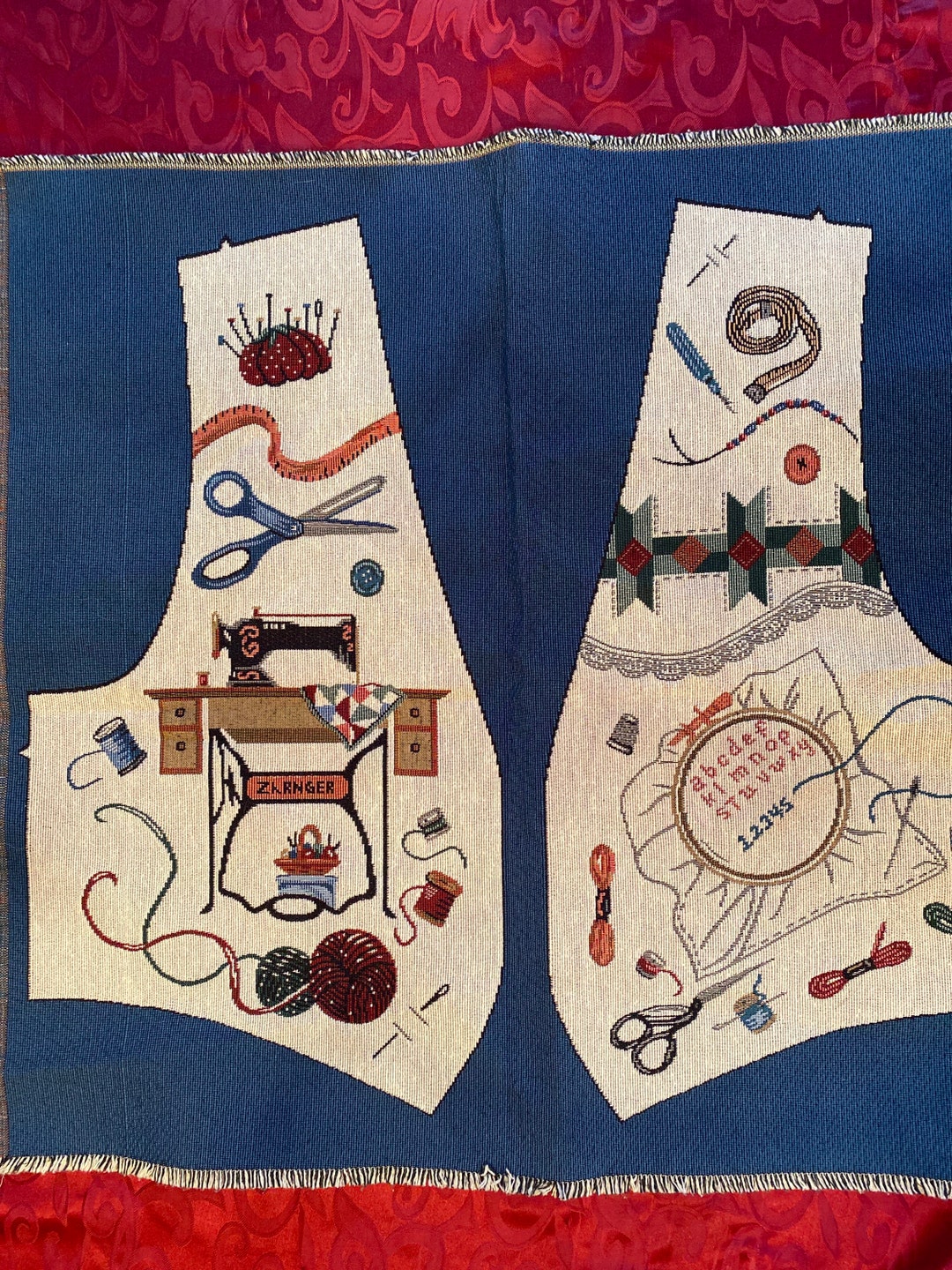 TAPESTRY VEST Fabric PANEL Sewing Theme Adult Sized Seamstress Tailor ...