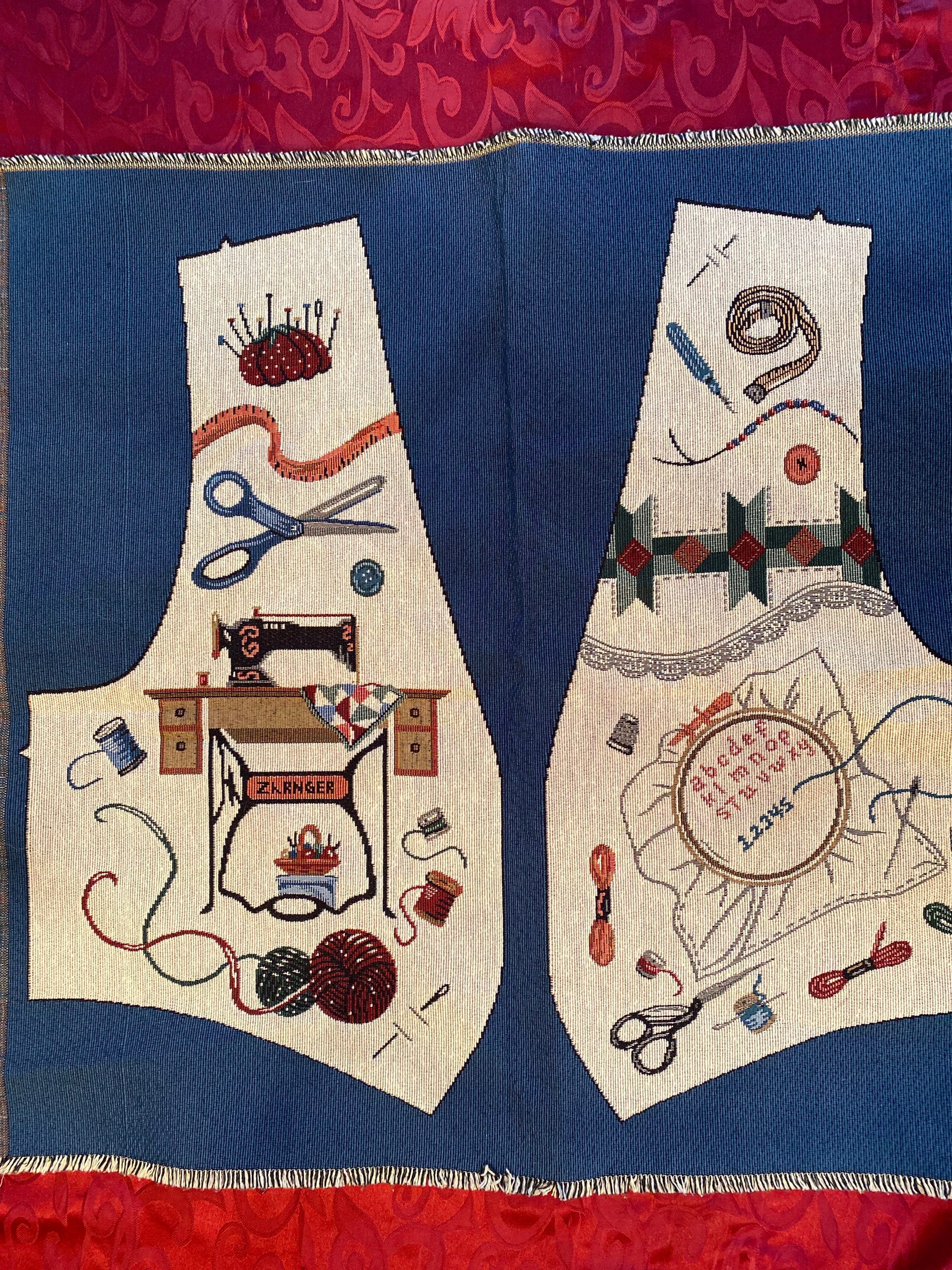 TAPESTRY VEST Fabric PANEL Sewing Theme Adult Sized Seamstress Tailor ...