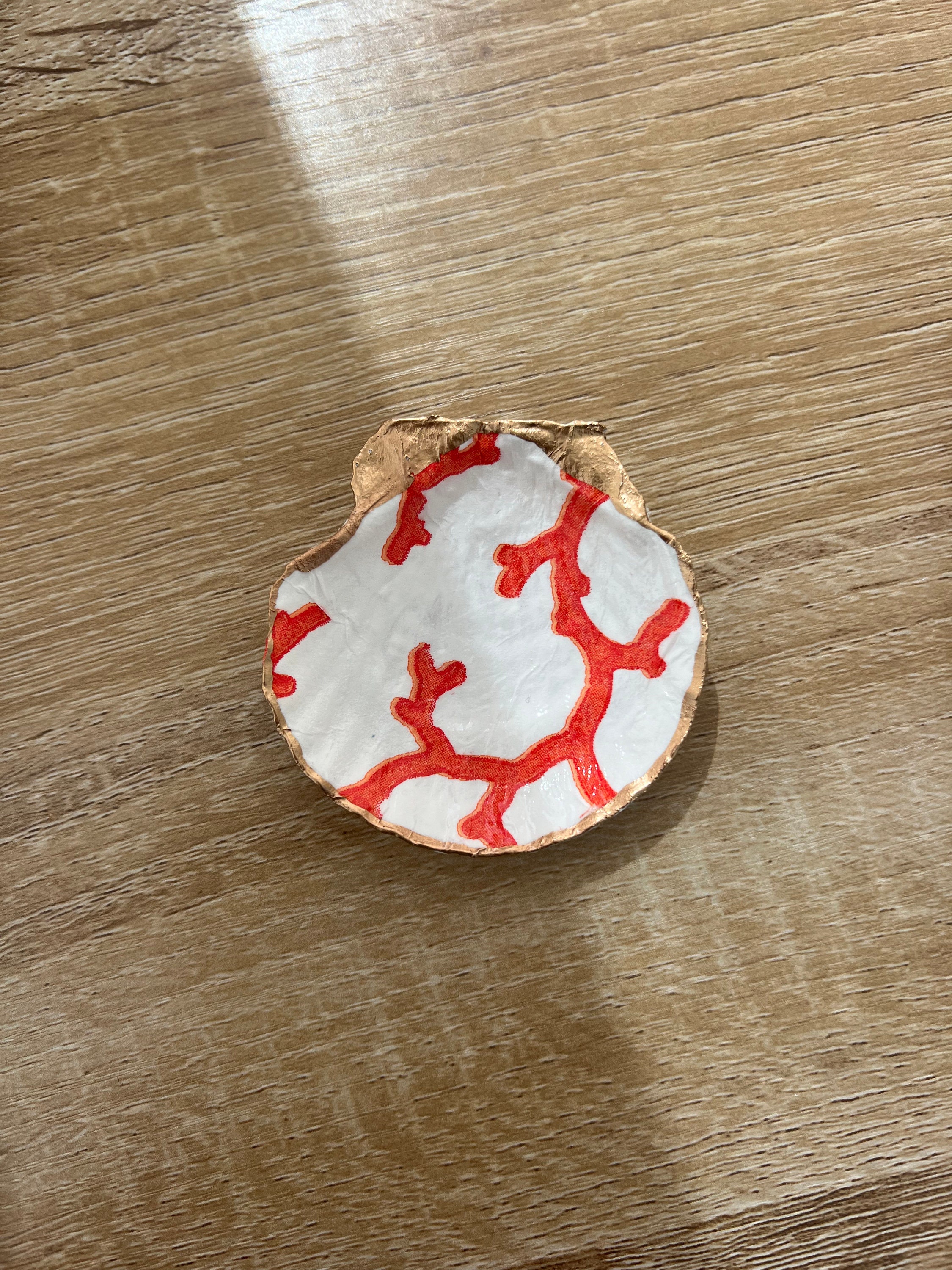 Coral Print-recycled Seashell Dish for Jewelry & Rings. Handmade Unique ...
