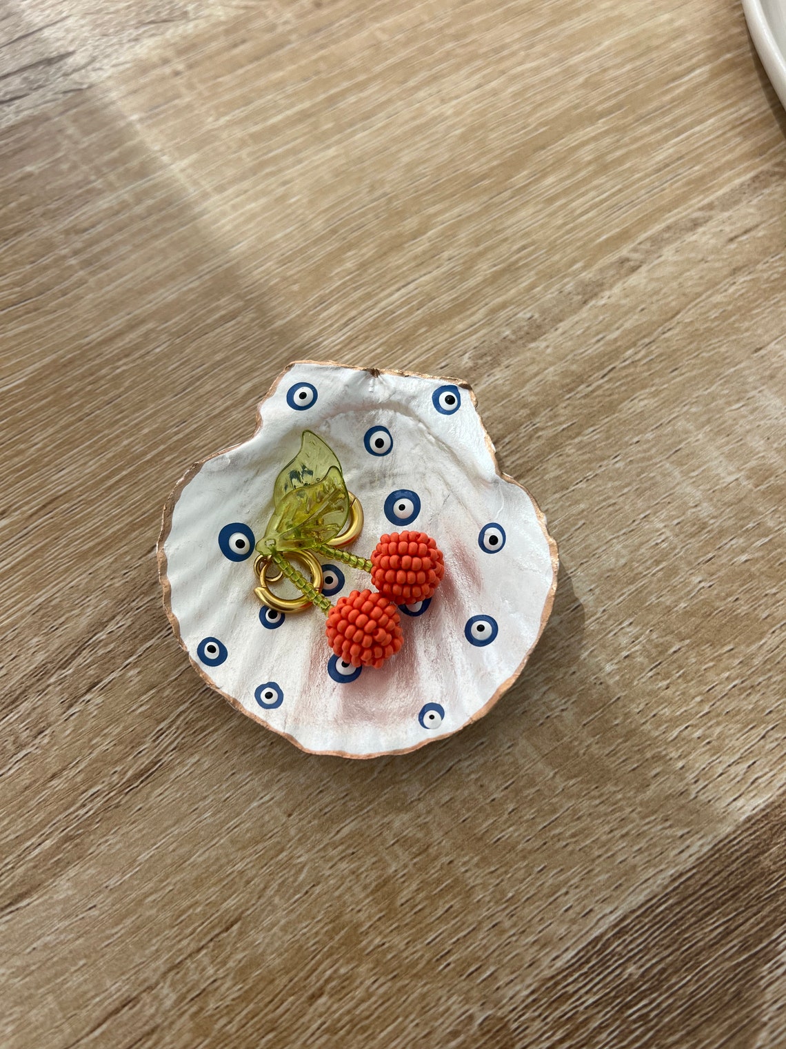 Evil Eye Pearly White-recycled Seashell Dish for Jewelry & Rings ...