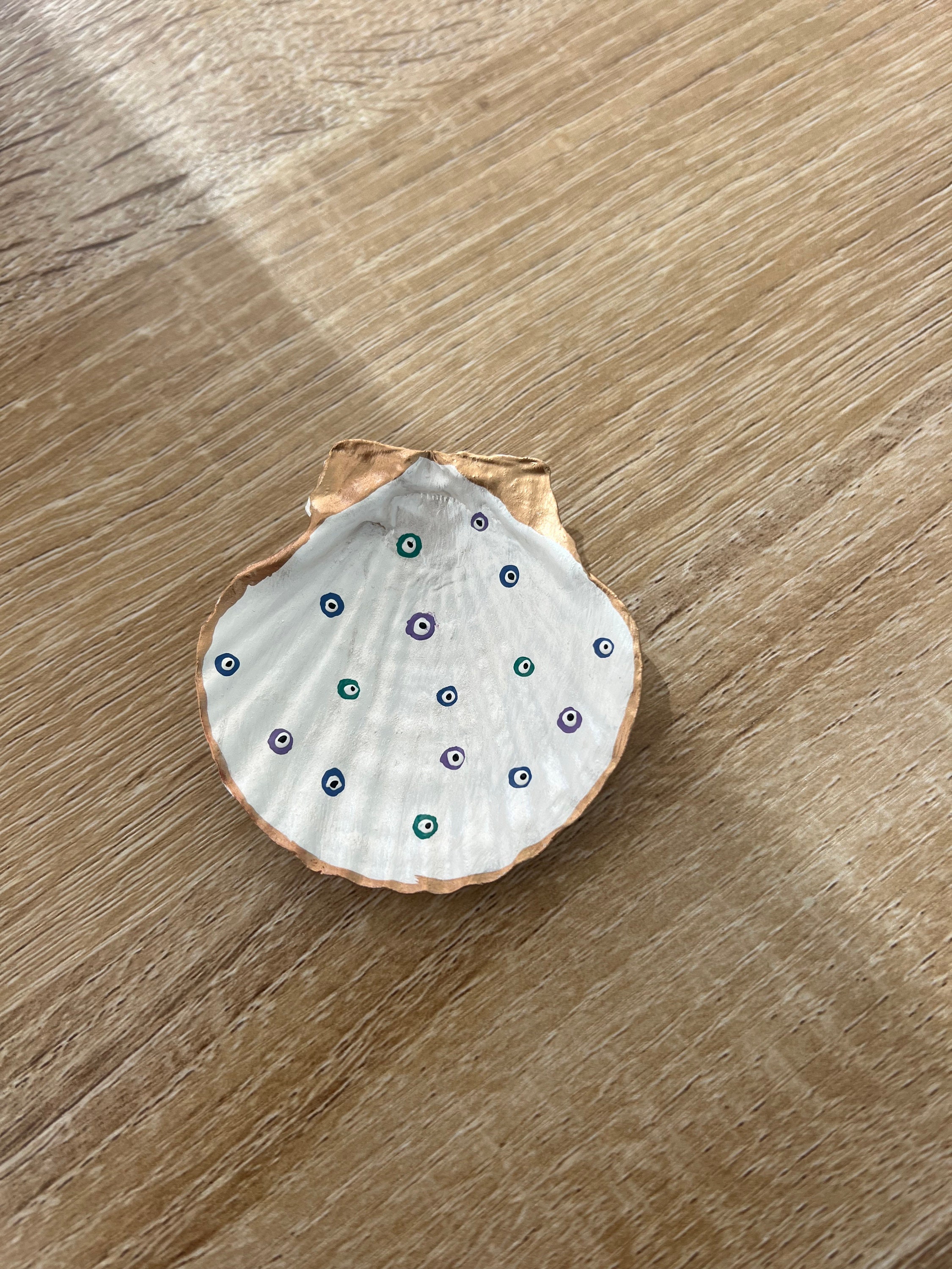 Evil Eye Pearly White-recycled Seashell Dish for Jewelry & Rings ...