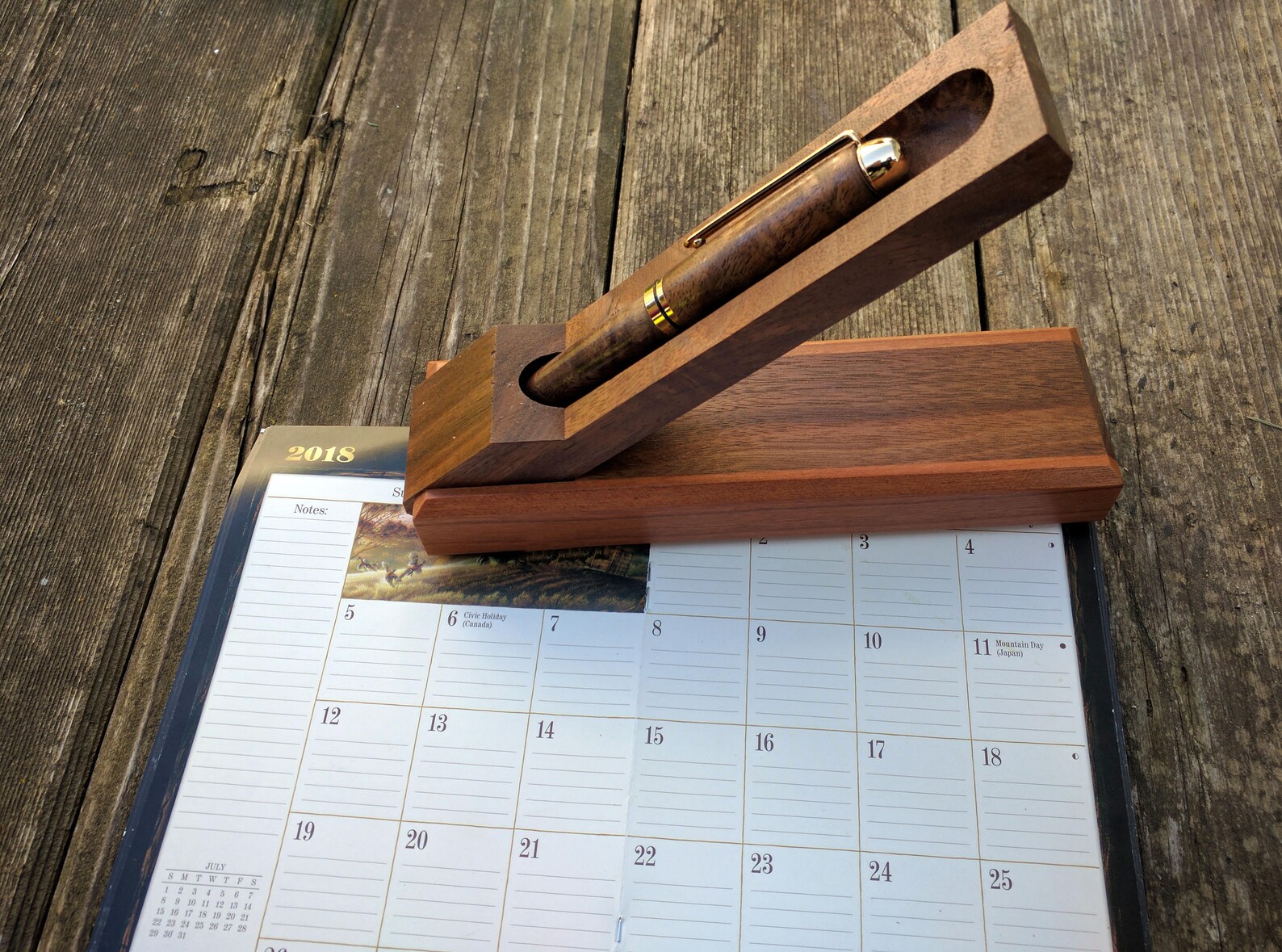 Cherry and Walnut Wooden Pen Box Pen and Box Set Custom Pen | Etsy