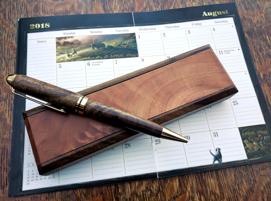 Cherry and Walnut Wooden Pen Box, Pen and Box Set, Custom Pen Box ...