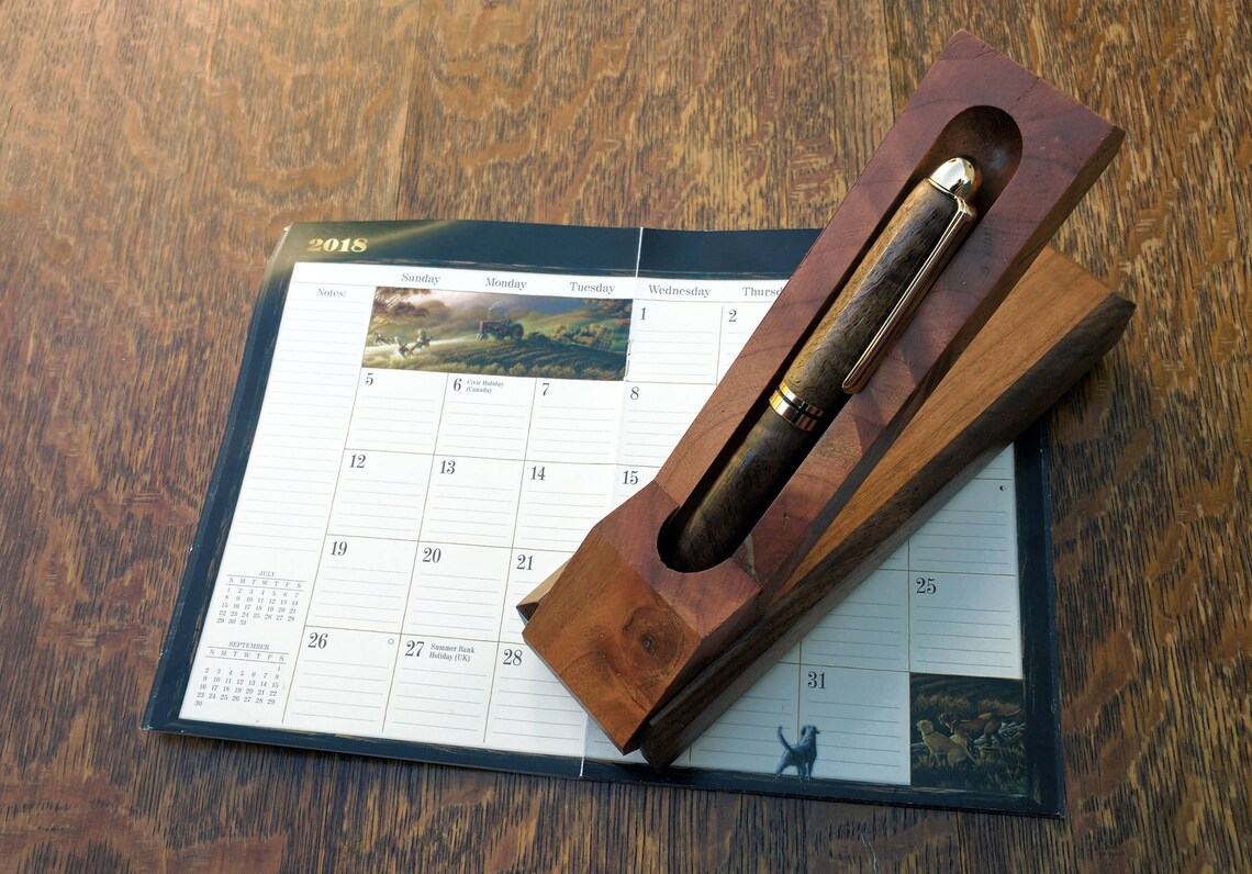 Cherry and Walnut Wooden Pen Box Pen and Box Set Custom Pen | Etsy