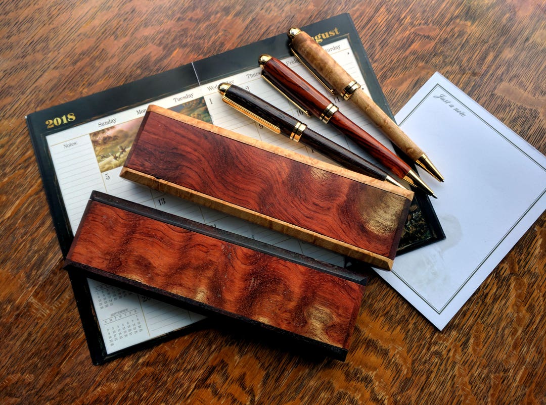 Exotic Bubinga Wooden Pen Box, Wooden Pen Box - Highly Figured Bubinga ...