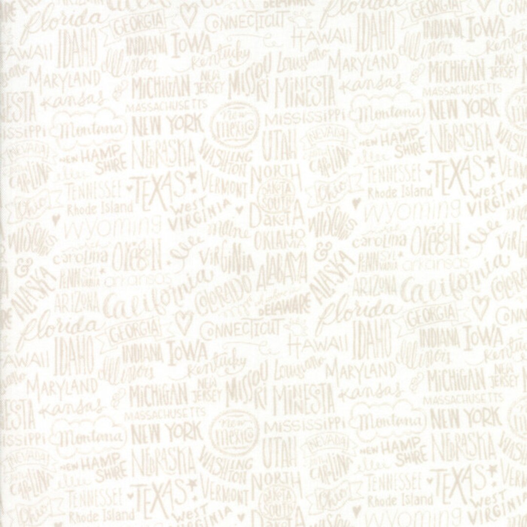 Metropolis Moda# 30561 13 Gray and Cream Worded States Designed by ...
