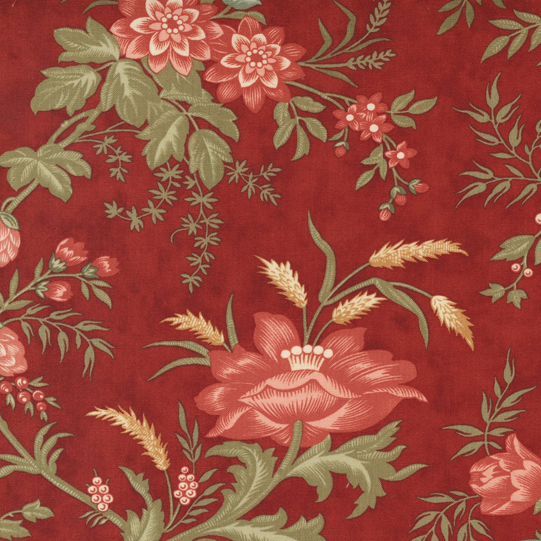 Red Toile Fabric, Large Floral Print, Rendezvous Moda Cotton - Etsy