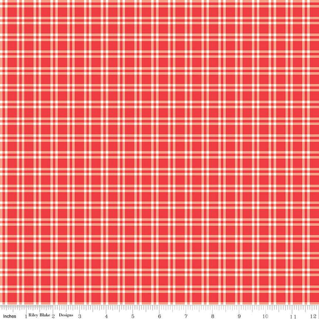 Red Plaid Cotton Fabric by the Yard - Etsy