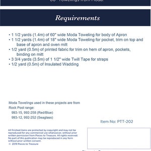 Utility Apron Moda # PTT 202 Pieces to Treasure Apron Pattern Designed ...