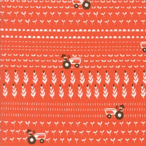 Moda Farm Friends Fabric Tractor Print in Pumpkin Sold by the - Etsy