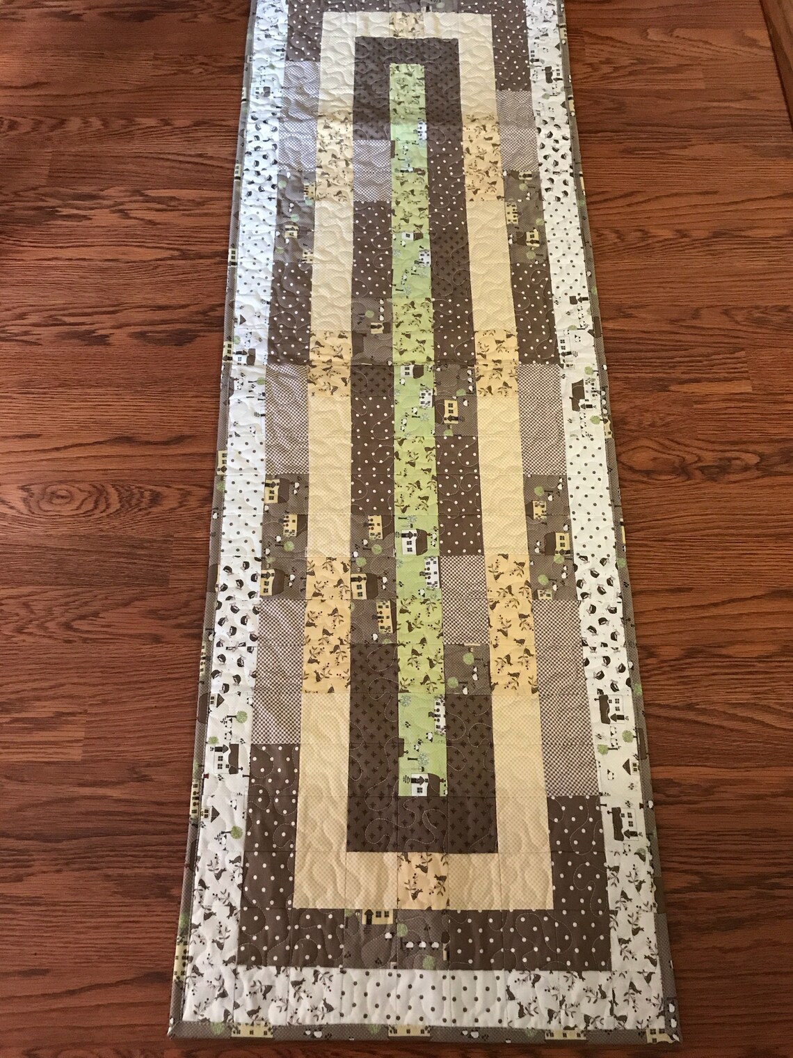 New Hand Made Table Runner, 57" by 16 1/2", Browns, Yellows and Earth ...