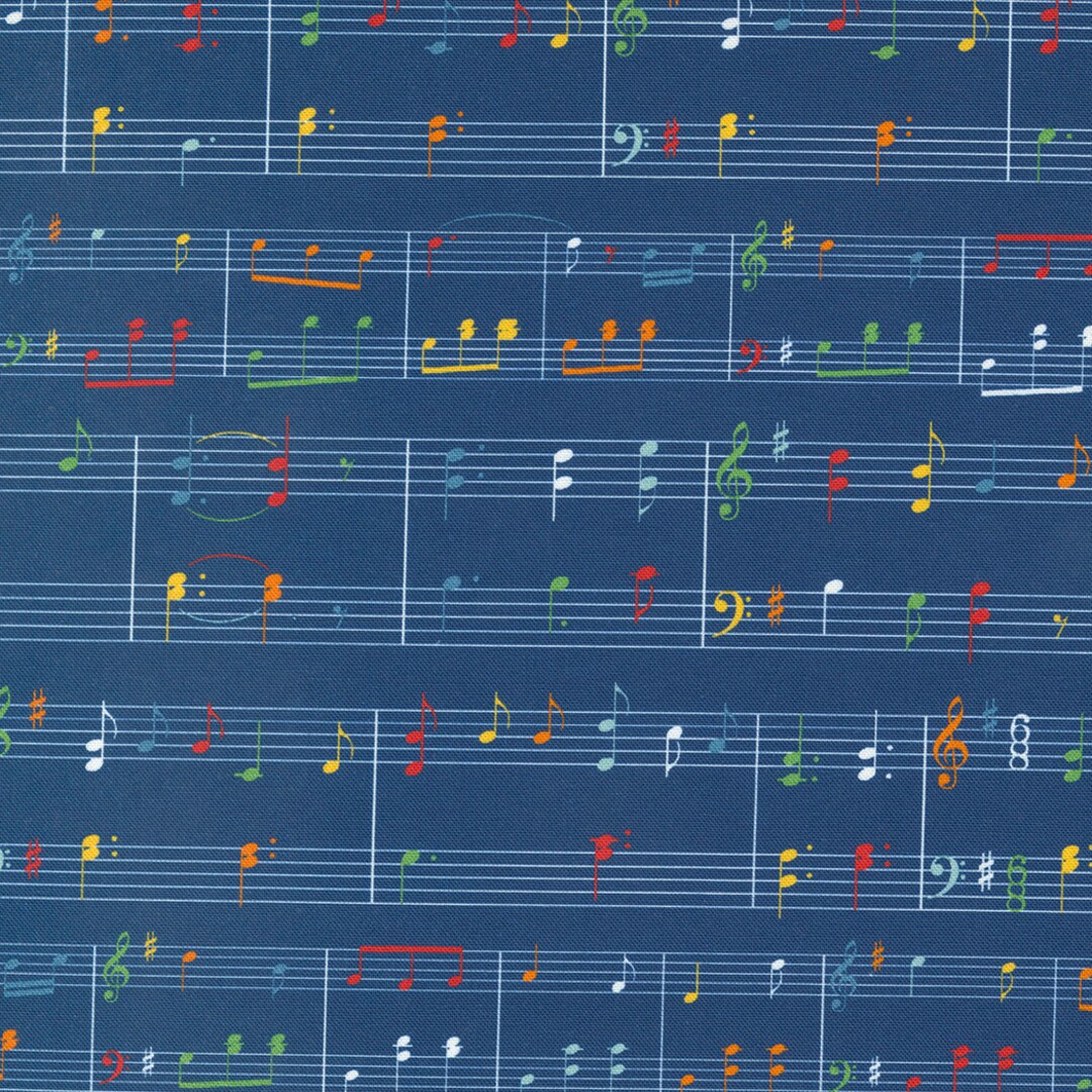 Sweet Melodies Navy 21815 18 Music Notes Novelty Moda Designed by ...