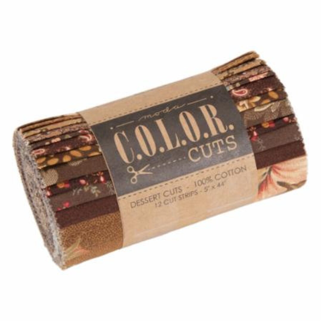 Moda Color Cuts Gingerbread, 12 Pre-cut Desert Cuts in Brown Floral ...