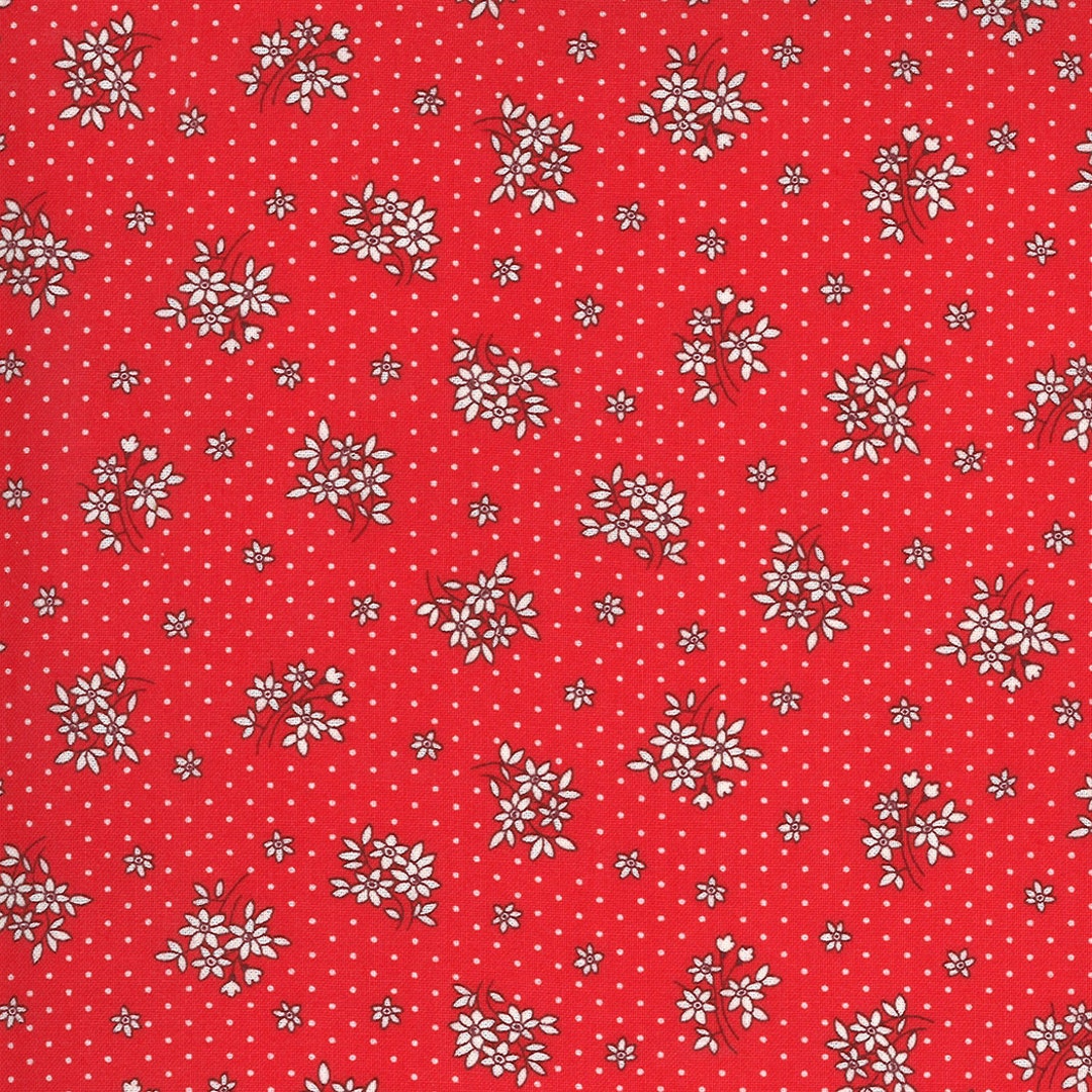 30s Playtime Scarlet 33595 18 Moda Bouquet Toss Floral on Red 100% ...